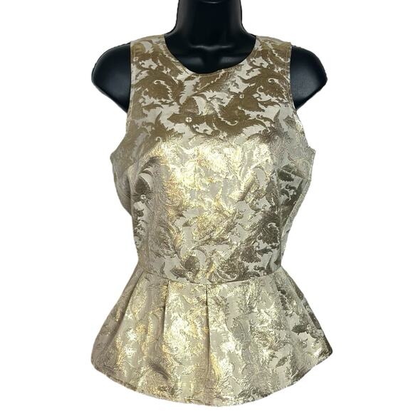 Pim + Larkin | Tops | Nwt Pim Larkin Metallic Gold Brocade Peplum ...